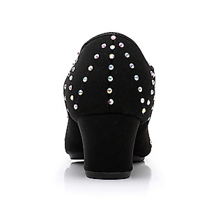 YKXLM Black Modern Jazz Dance Shoes Latin Ballroom Dance Sneakers Oxford Cloth Boost Dance Sports Shoes,Model WHNJB-5CM-JD, 6.5 B(M) US