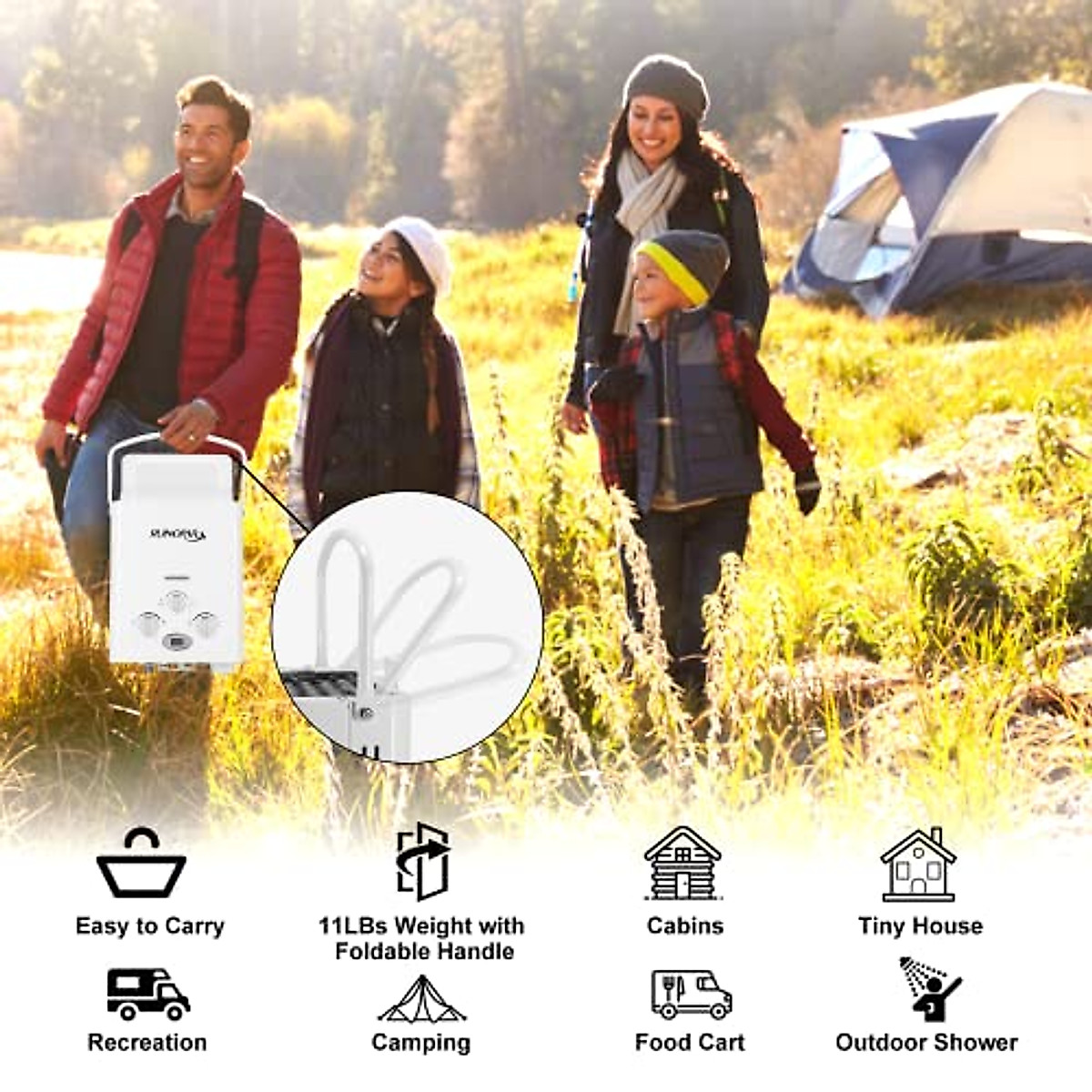 Portable Water Heater Propane Tankless - 6L 1.58GPM RV on demand Hot Gas Outdoor Digital Display Water Heater for Camping,Boat,Cabins