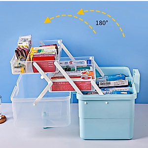 Fragolucyou Household Medicine Box/Cabinet with 7 Day Large Pill Organizer (three times-a-Day) and Six grids Pill Organizer,large capacity,three-tier storage area