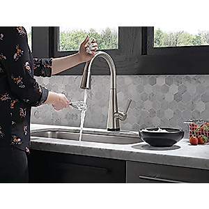 Delta Faucet Lenta Touch Kitchen Faucet Brushed Nickel, Kitchen Faucets with Pull Down Sprayer, Kitchen Sink Faucet, Faucet for Kitchen Sink, Touch2O Technology, SpotShield Stainless 19802TZ-SP-DST