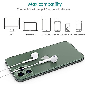 2 Pack Wired Apple Earbuds/Headphones/Earphones [ MFi Certified] with Mic, Volume Control Compatible with iPhone,iPad,iPod,Computer,MP3/4,Android Most 3.5mm Audio Devices