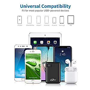 Portable Phone Charger 10000mAh Quick Charge 2.4 A Power Bank External Battery Packs Dual Ports with LCD Display Powerpack Compatible for iPhone Huawei iPad Samsung Galaxy Nintendo Switch (Black)