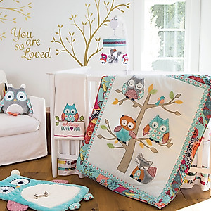 Levtex Baby - Camille Changing Pad Cover - Tossed Owls and Trees Multicolor - Nursery Accessories - Fits Most Standard Changing Pads