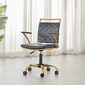 CAROCC Gold Office ChairGold Desk Chair Office Chair in Gold Modern Home Office Chair Gold Office Chair Gold Legs (3013 Gold Black)