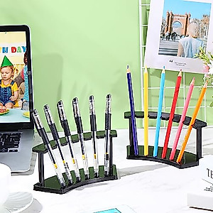 Ctosree 6 Pieces Plastic Pen Holder Display Stand 6 Slots Black Plastic Pen Holder 7 x 5 x 3 Inches Eyebrow Pen Stand Makeup Brush Rack Organizer for Home Office Desk School Supplies, Vertical