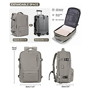 VGCUB Large Travel Backpack,Carry on Backpack for Women Men Airline Approved Gym Backpack Waterproof Business Laptop Daypack,White Brown