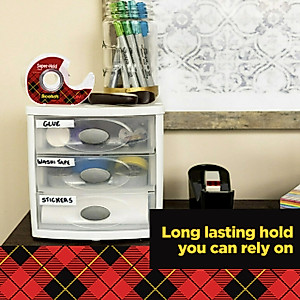 Scotch Super-Hold Tape, 4 Rolls, Transparent Finish, 50% More Adhesive, Trusted Favorite, 3/4 x 650 Inches, Dispensered (4198)