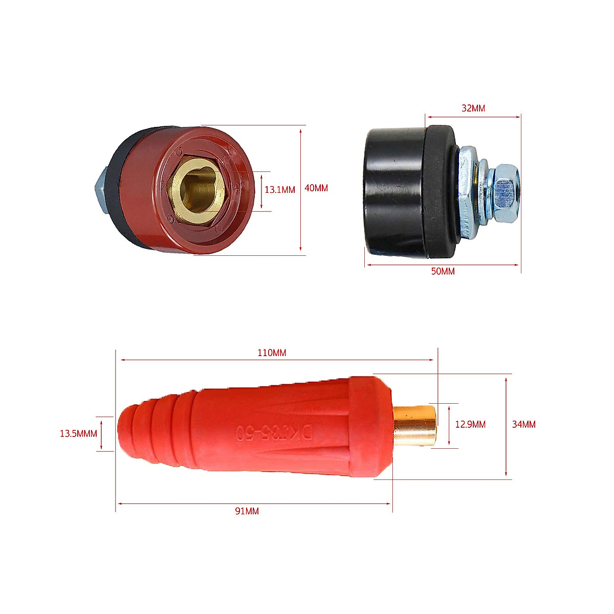 RIVERWELD TIG Welding Cable Panel Connector-plug DKJ35-50 DKZ35-50 Dinse Quick Fitting 315Amp 4pcs