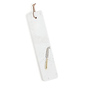 Two's Company Inc. Two's Copmany Elongated Solid Marble Serving Tray, White Marble, One Size