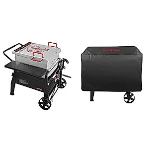 CreoleFeast CFB1001A 90 qt. Crawfish Seafood Boiler, Single Sack Outdoor Stove Propane Gas Cooker & Creole Feast CR1001A Premium Oxford Grill Cover, Heavy-Duty for All-Year Weather Protection, Black