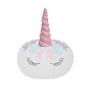 HearthSong 3-D Unicorn Pumpkin Decorating Kit - Halloween Arts and Crafts for Kids - Includes Pumpkin Paint, Jewel Designs, Screw in Horn