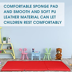 Handepo 6 Pcs Trifold Rest Mat Bulk 1 Inch Thick 3 Sections Portable Gymnastics Exercise Mats Classroom 3 Folding Rest Floor Mats Bulk Kids Rest Mats for School Daycare Travel Home, 48 x 24 Inches