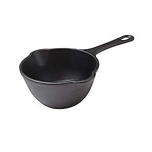 Victoria Cast Iron Sauce Pan. 0.45qt Sauce Pot Seasoned with 100% Kosher Certified Non-GMO Flaxseed Oil.