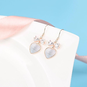 925 Sterling Silver Hook Earring Tray Bezel Earring Hook Blank fit 10X10mm Heart Cabochon Setting Ear Base Findings for DIY Glass Cameo Jewelry Making(Rose Gold)