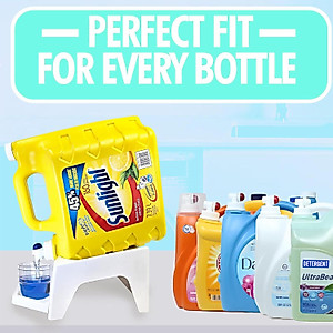 Skywin Laundry Detergent Holder Stand with Tray, Laundry Detergent Stand with Non-Slip Rubber Feet for Washing Area Organization, Easy Pour (White)