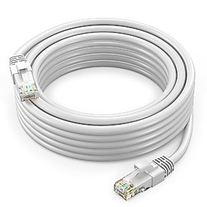 Maximm Cat 6 Ethernet Cable 30 ft - High-Speed LAN Cable, Internet Cable, Patch Cable, and Network Cable - UTP, 10Gbps, 550MHz Ethernet Cord - White