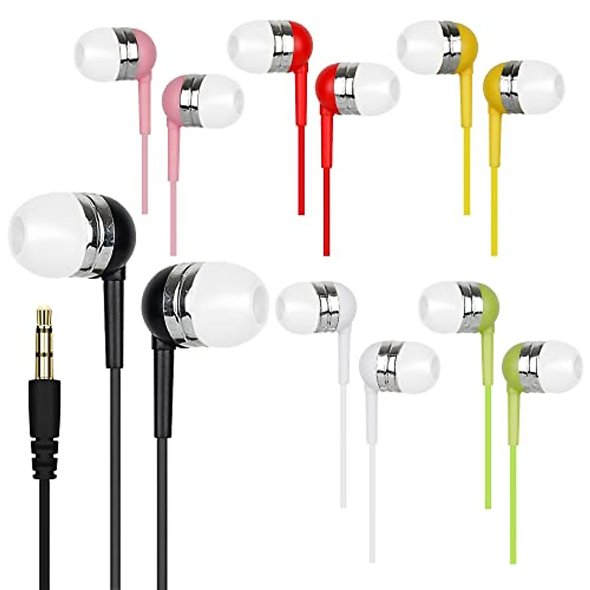 Hi world ZXQZYM 30 Packs Bulk Earbud Headphones for Classroom Kids,Wholesale Earphones Individually Bagged for Students,School,Library,Museums（Multi Color）