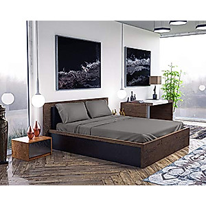 BAMPURE Bamboo Sheets Queen Size - 100% Viscose from Bamboo - 4PC Set - Super Soft Cooling Sheets - Up to 16’’ Deep Pocket - Luxury Series - 1 Flat Sheet,1 Fitted Sheet,2 Pillowcases (Stone Grey)