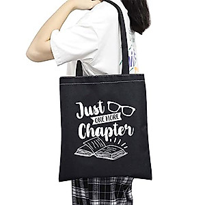 BDPWSS Just One More Chapter Tote Bag Book Lover Shoulder Bag For Bookworm Librarian Reading Lover Book Nerd Gift (one more chapter TGbl 2)