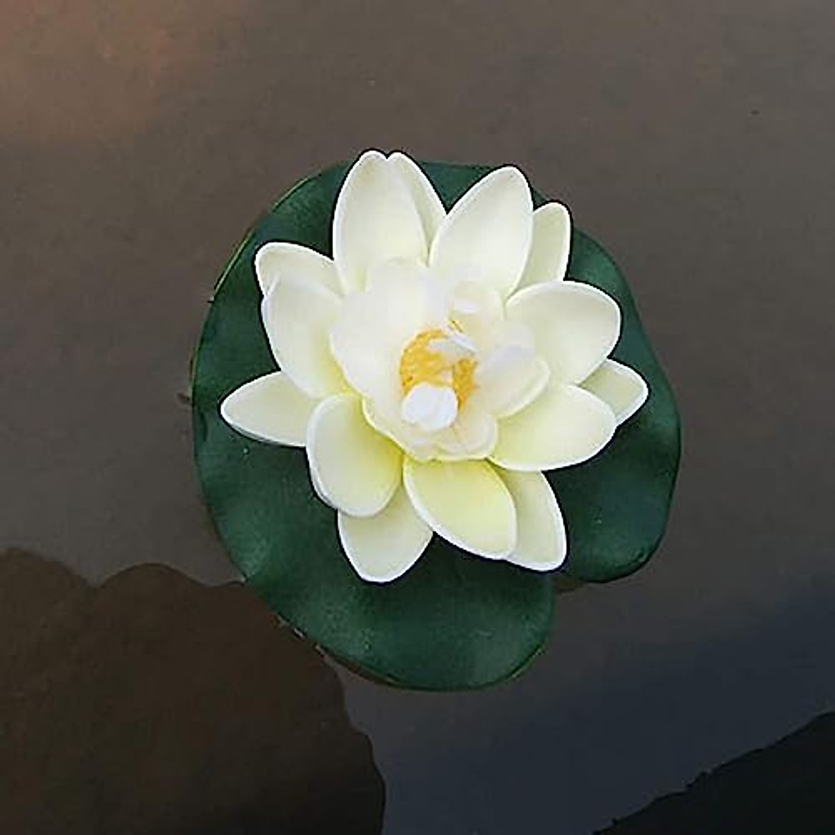 Artificial Floating Foam Lotus Flowers with Water Lily Pad Ornaments, Ivory White, Perfect for Patio Koi Pond Pool Aquarium Home Garden Wedding Party Holiday Decoration White