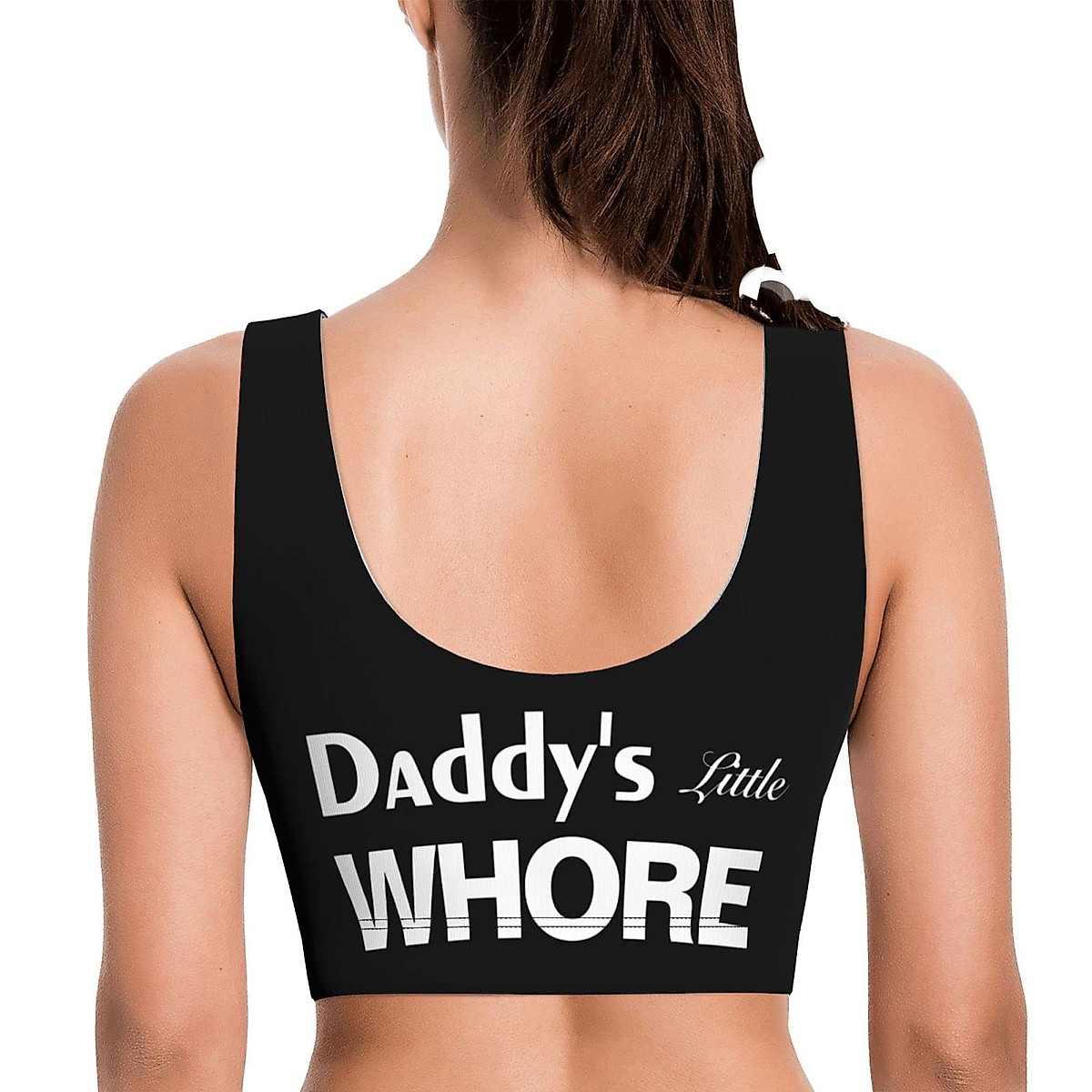 Daddy's Little Whore Yoga Sports Bra for Women, Comfortable Yoga Bras Fitness Workout Tops Running Bra with Removable Pads