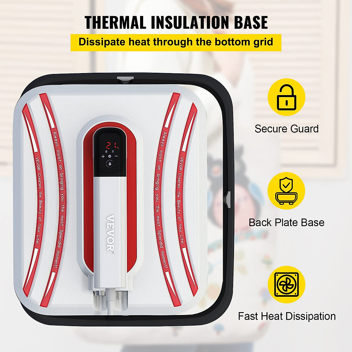 VEVOR Heat Press Machine, 12x10 Inch, 6 in 1 Combo Swing Away T-Shirt Sublimation Transfer Printer with Teflon Coated, Precise Heat Control, Mug/Cap/Plate Accessories Included, ETL/FCC Listed, Black