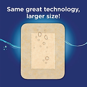 Band-Aid Brand Water Block Flex Large Adhesive Pads, 100% Waterproof Bandage Pads for First-Aid Wound Care of Minor Cuts, Scrapes & Wounds, Ultra-Flexible Design, Sterile, Large, 6 ct