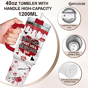 GEPOSTORE Valentines Gifts for Him Her, Horror Characters 40 Oz Tumbler with Handle, Movie Scary Cup, Gifts for Horror Fan