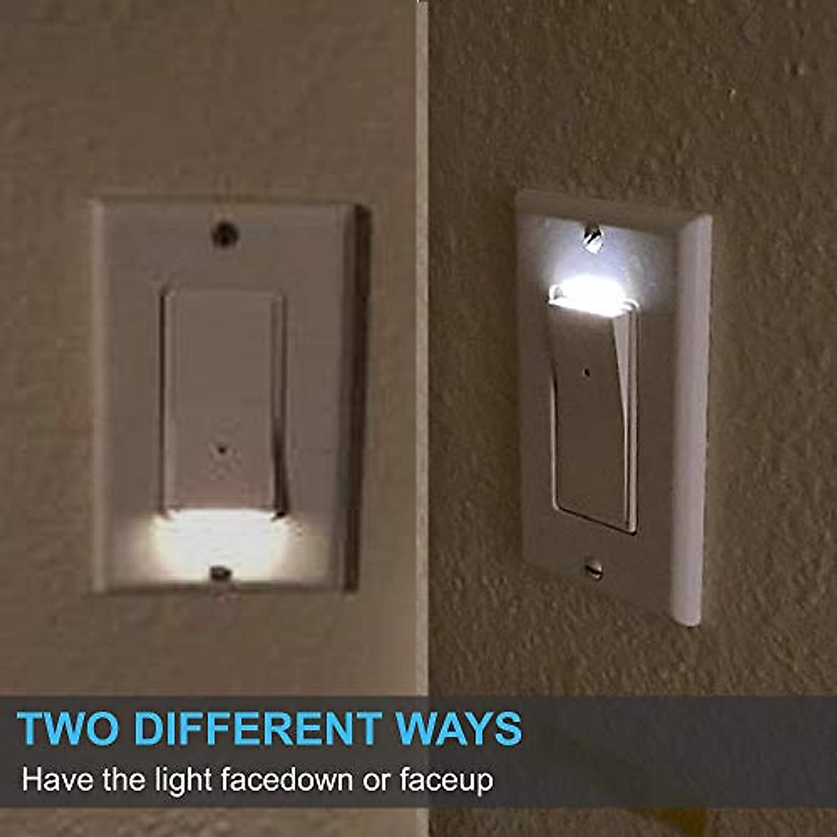 4 Pack Illuminated Light Switch, Decora Paddle Rocker Light Switch with LED Night Light, Automatic On/Off Sensor, Single Pole, 15Amp 120/277Volt, White
