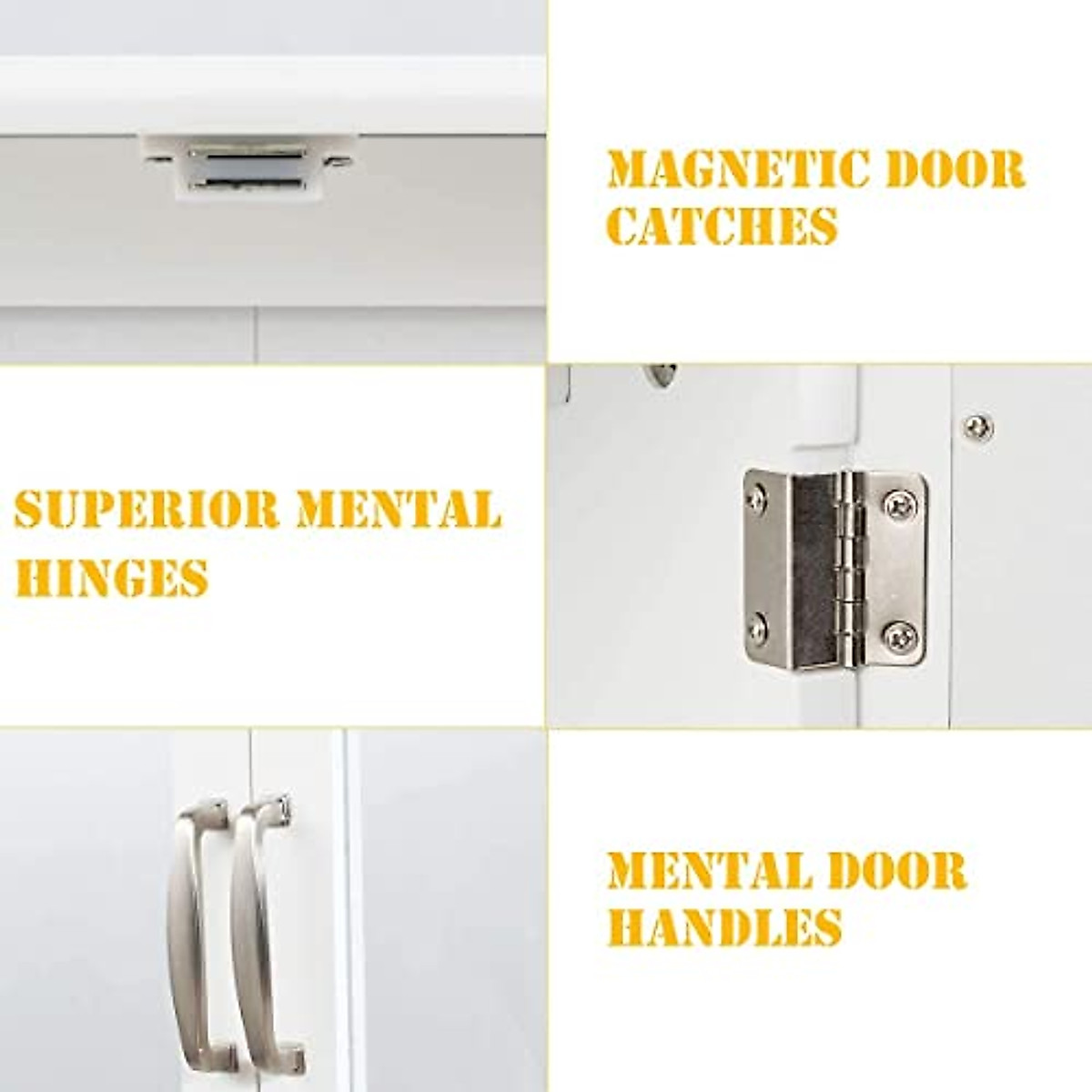 LUARANE Bathroom Medicine Cabinet, Wall Mounted Cabinet with Double Mirror Doors, Storage Organizer Cabinet with 2 Storage Shelves, Mirror Cabinet for Bathroom Entryway Living Room, White