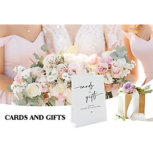 Card and Gift Sign(8 x 11 Inch Table Sign with Holder), Thank You for Your Gift and Well Wishes, Minimalist Wedding Decoration Sign, Bridal Shower Baby Shower Favors for Guests-WEEDS08