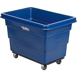 Global Industrial 6 Bushel HDPE Plastic Box Truck with Steel Base, Blue, 33-2/5"L x 23" W x 24-1/2"H