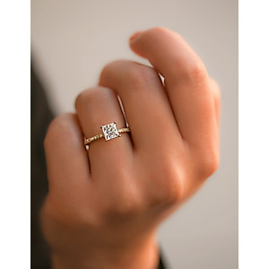 Kobelli 1ct Moissanite Princess Petite Shank Engagement Ring 14K Gold - yellow-gold / 6.0 G-H