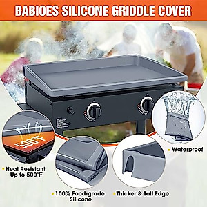 28" Silicone Griddle Mat for Blackstone, Baboies Upgraded Full-edge Grill Top Cover Food-Grade Silicone Mats Outdoor Grilling Reusable (28 inch, Grey)