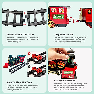 OCHIDO Train Set - Christmas Train Sets for Under The Tree, Electric Train Toy Gift for Boys Girls, with Railway Kits,Cargo Cars & Tracks,Light,Smokes & Sound,for 3 4 5 6 7 8+ Year Old Kids