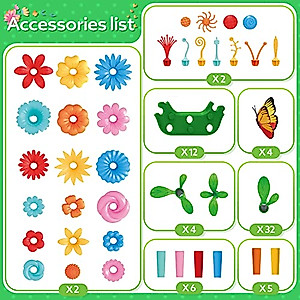 YEEBAY Flower Garden Building Toys for Girls Age 3, 4, 5, 6, 7 Year Old - STEM Toy Gardening Pretend Toys for Kids - Stacking Game for Toddlers Play Set - Educational Activity for Preschool (148 PCS)