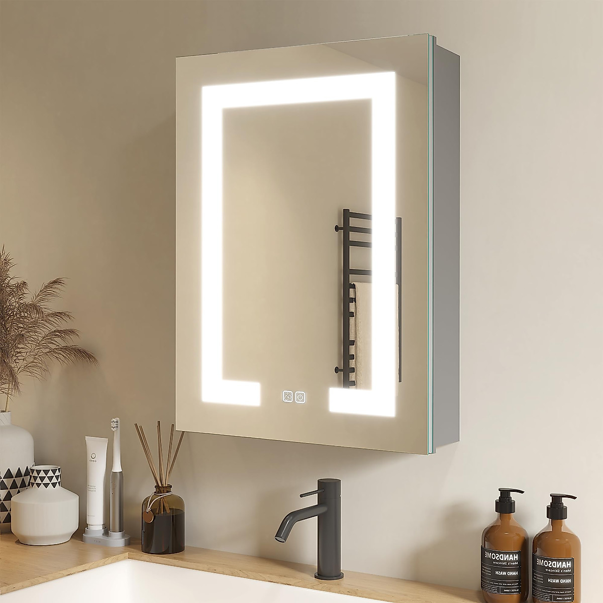 SILUMIN LED Bathroom Mirror Cabinet 20x28 with Dimmable Light