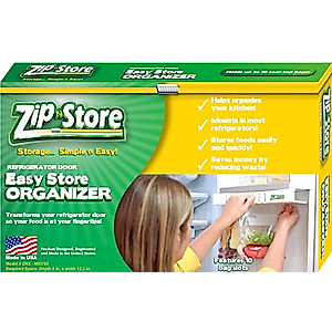 Zip n Store - Your Refrigerator Organizer Bins - Ziploc Bags Easy Fridge Organizer - Organizes 10 Bags, Perfect For Leftovers, Easy To See & Install, Access Food, Does not come with Tracks - Door