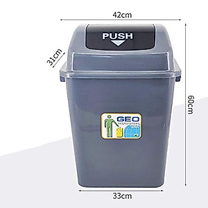 LSNLNN Waste Bin,Trash Cans,Dustbins 20~60 Litre, Thicken Plastic Multifunction Hotel Outdoor Office Industry Gray Indoor/Outdoor,40L,40L