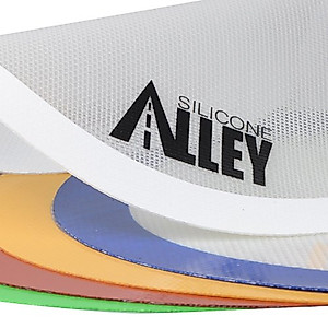 Non-stick Mat Pad [5 Fun Colors] - Silicone Rolling Baking Pastry Placemat Large Round 9.5" - (Value Pack - Set of 5)