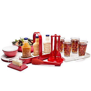 Zak Designs, White Large Rectangle Meeme Melamine Serving Tray, Easy to Hold with Modular Design, Perfect Kitchen Dinnerware for Indoor/Outdoor Activities