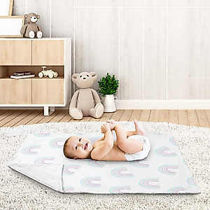 Sweet Jojo Designs Pastel Rainbow Baby Girl Receiving Security Swaddle Blanket for Newborn or Toddler Nursery Car Seat Stroller Soft Minky - Blush Pink, Purple, Teal, Blue and White