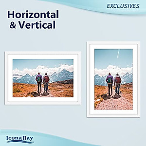 Icona Bay 11x17 White Picture Frame with Mat to 9x14 Image, Sturdy Wood Composite Poster Frame, Wall Mount Only, Modern Style Frames, Exclusives Collection