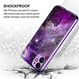 BENTOBEN iPhone 11 Case, Slim Fit Glow in The Dark Hybrid Hard PC Soft TPU Bumper Drop Protective Girls Women Men Phone Cover for iPhone 11 6.1 inch, Purple Galaxy