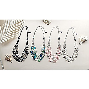 Bocar 4 PCS Newest Multi Layer Chain Crystal Colored Glaze Statement Women Strand Necklace (NK-10061-1 set)