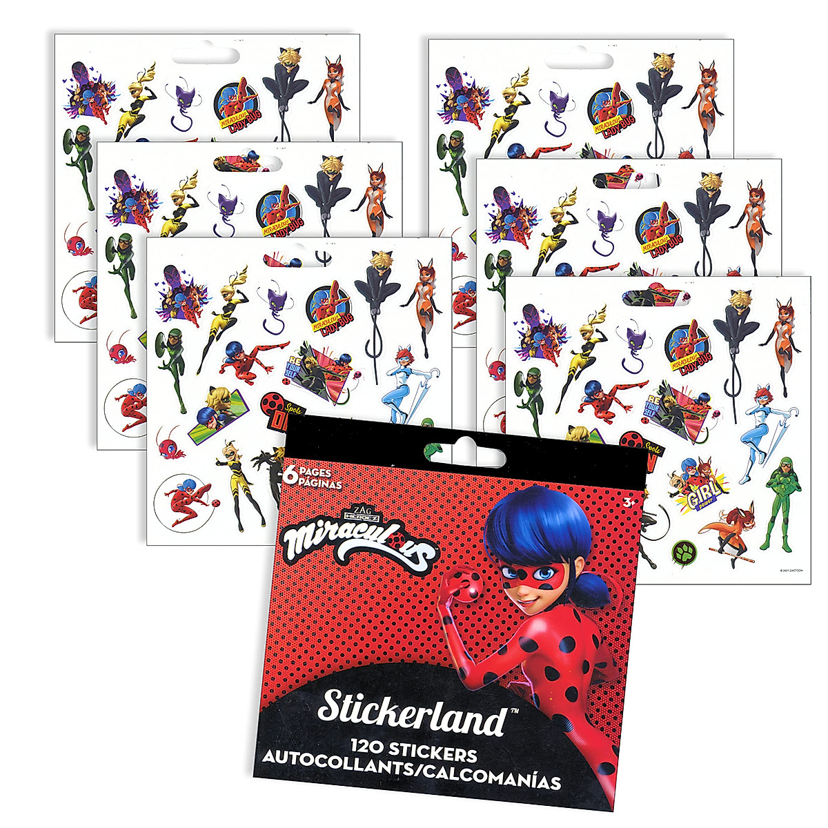 Miraculous Ladybug and Cat Noir - Activity Bundle - Miraculous Ladybug Stickers, Miraculous Ladybug Raised Stickers, 2-Sided Door Hanger