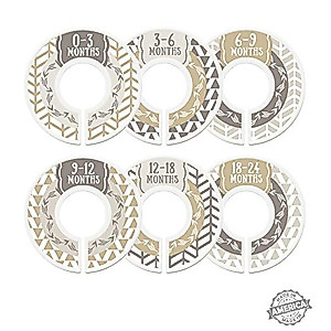 Modish Labels Baby Clothes Size Dividers, Baby Closet Organizers, Closet Size Dividers, Baby Closet Organizers, Clothes Organizer, Neutral, Boy, Girl, Woodland, Arrows, Nordic, Boho, Tan, Brown (Baby)