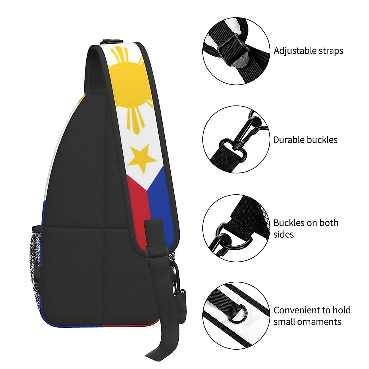 Hicyyu Philippine Flag-5 Outdoor Crossbody Shoulder Bag For Unisex Young Adult Hiking Sling Backpack