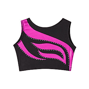 easyforever Kids Girls Sleeveless Shiny Rhinestone Ballet Dance Crop Tank Top Yoga Vest Sports Gymnastic Workout Bra Hot Pink 8 Years