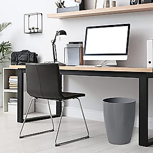 Small Trash Can – Open Top Garbage Cans for Kitchen, Office, Dorm, Bathroom, etc. –Waste Can for Compact/Tight Spaces – The Perfect Bathroom Trash Can - 2 Gallon Trash Bin – Glossy Grey